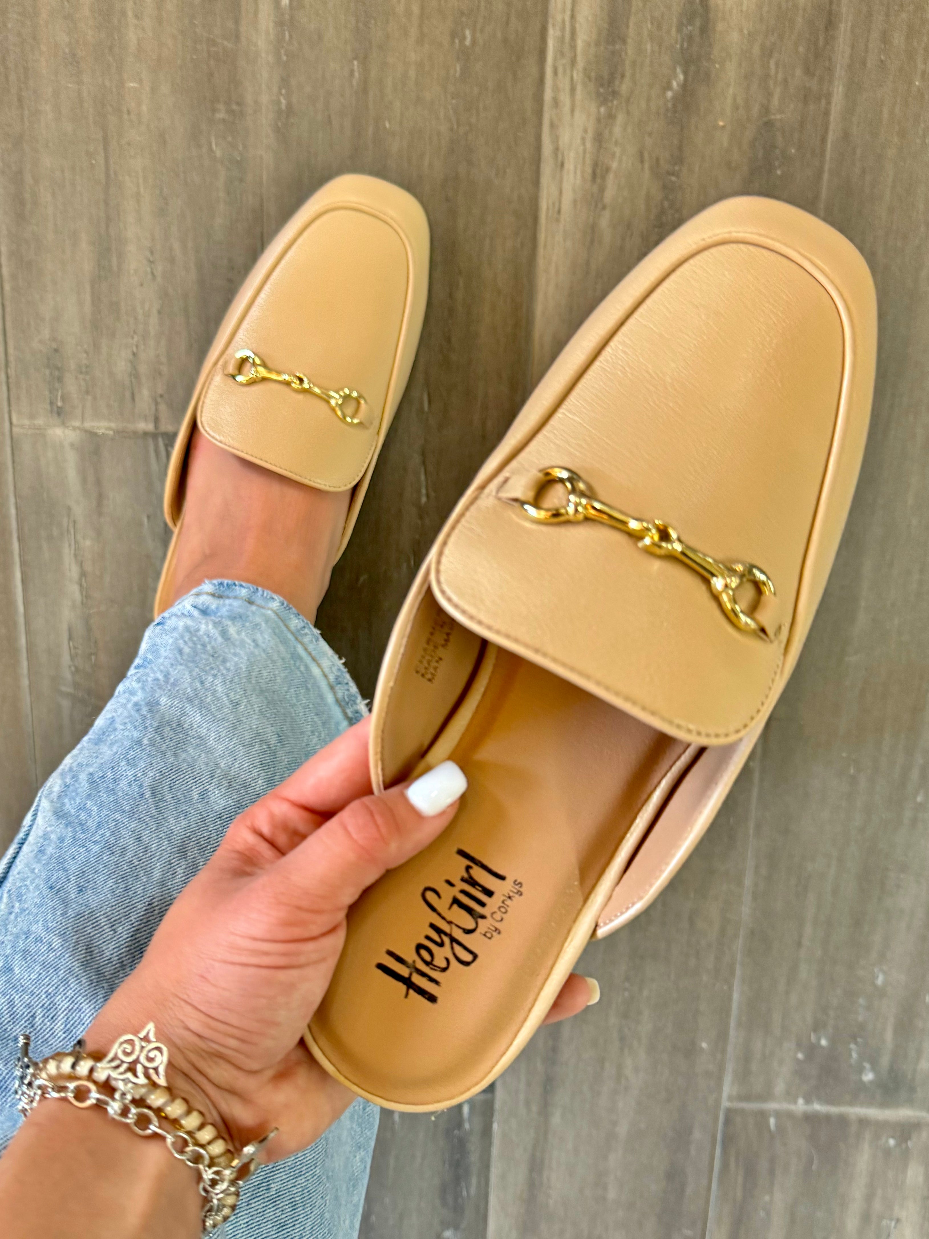 Charmer Flat Mule- Camel – Switch Salon, Spa, & Boutique